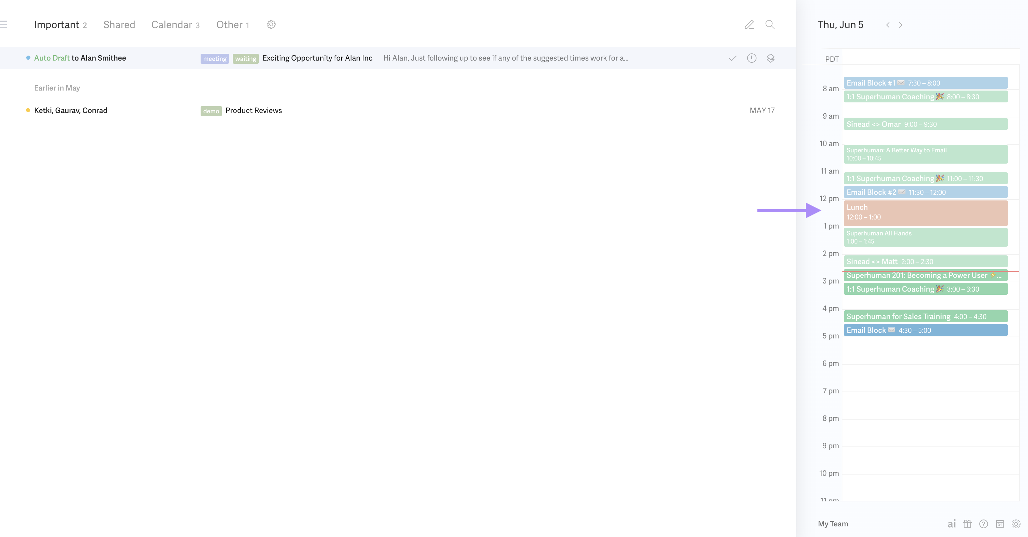 Calendar Overview – Superhuman