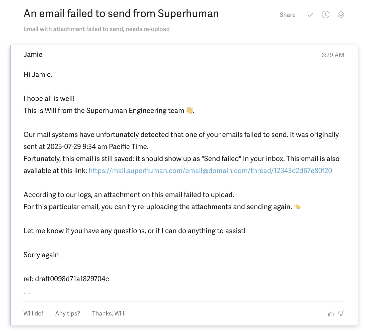 Failed Sends – Superhuman