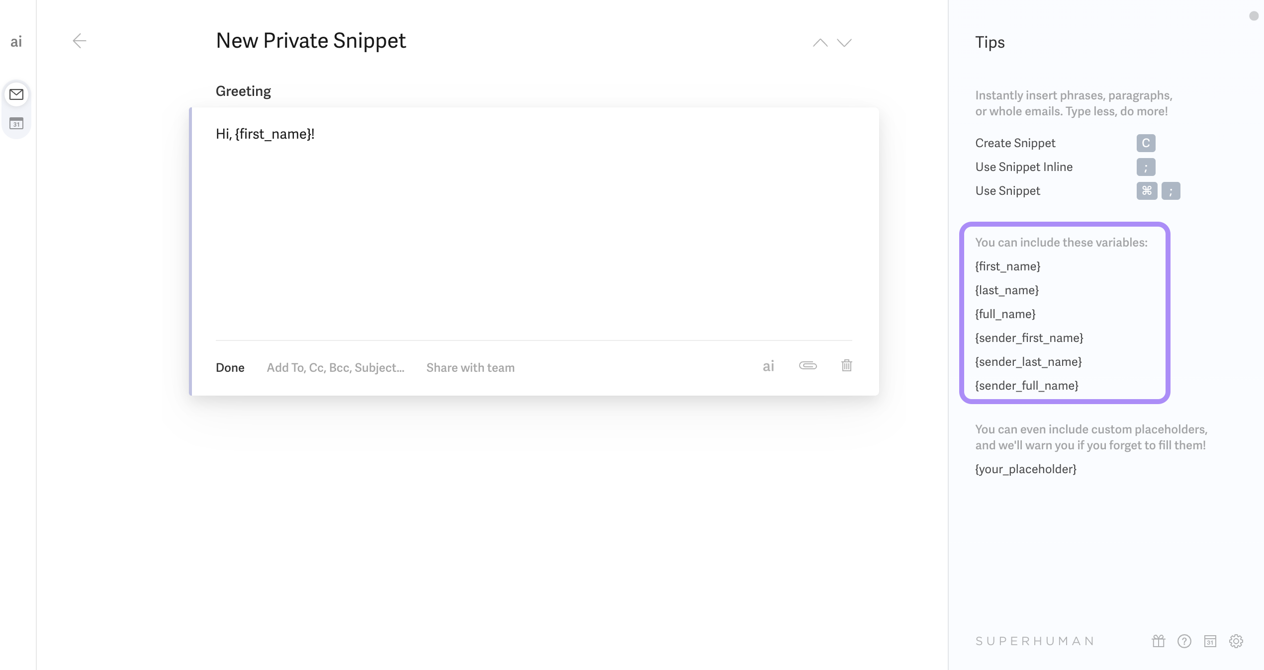 Snippets – Superhuman